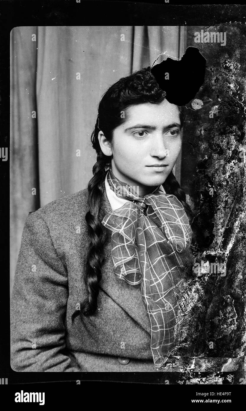 A portrait of a girl with braids, captured on sheet film by Costica ...