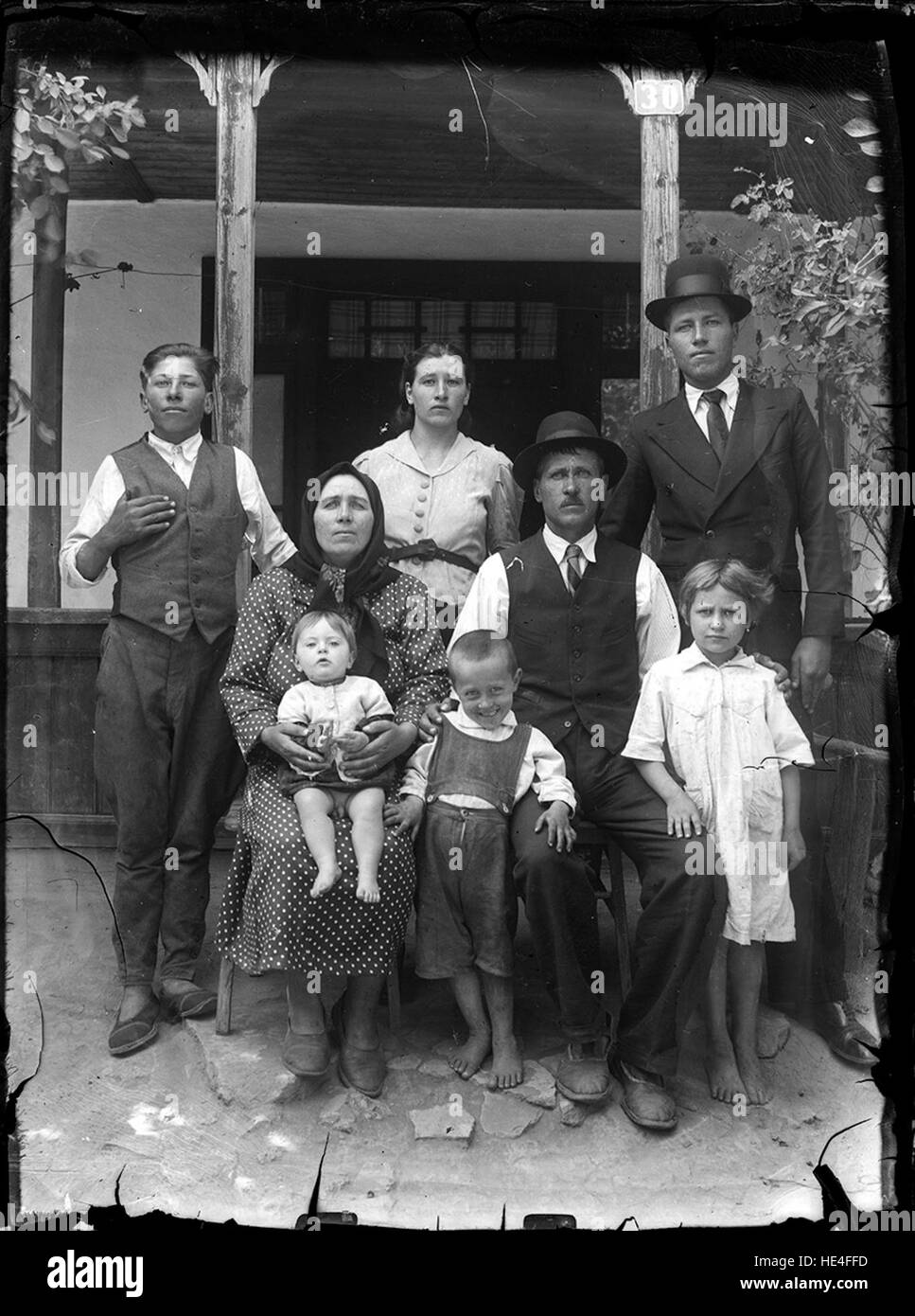 A photograph of a family from Ialomita, Romania, captured on a glass ...