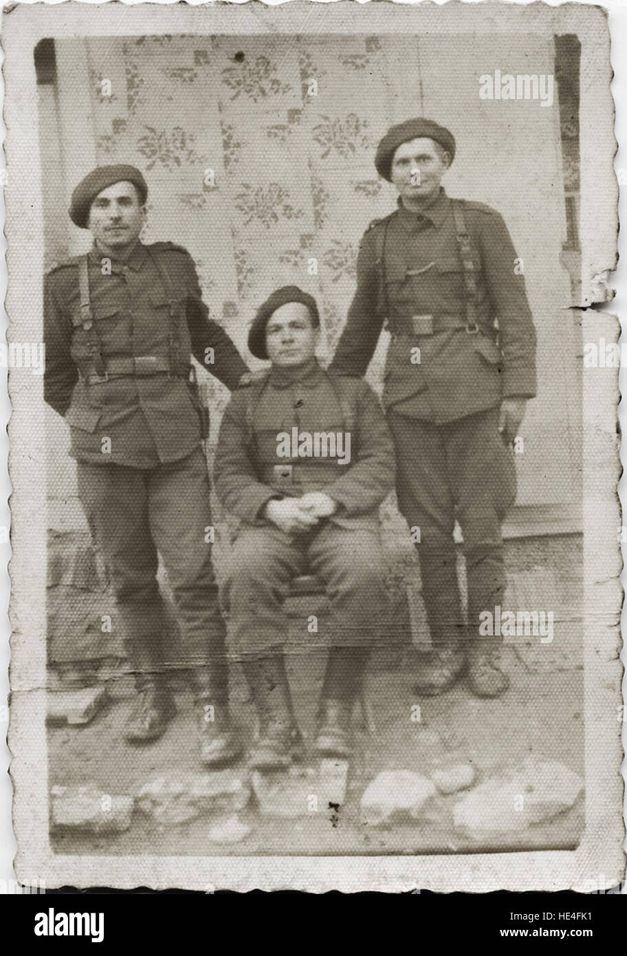 A historic photograph of three Romanian soldiers, taken by Costica ...