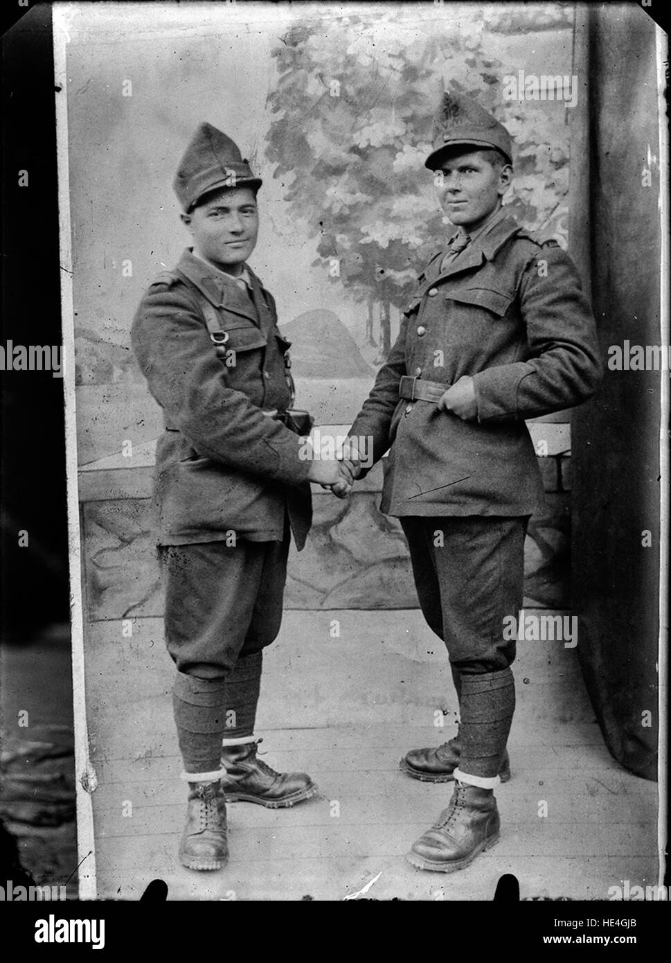 A reproduction of a photograph of two Romanian soldiers from Ialomita ...