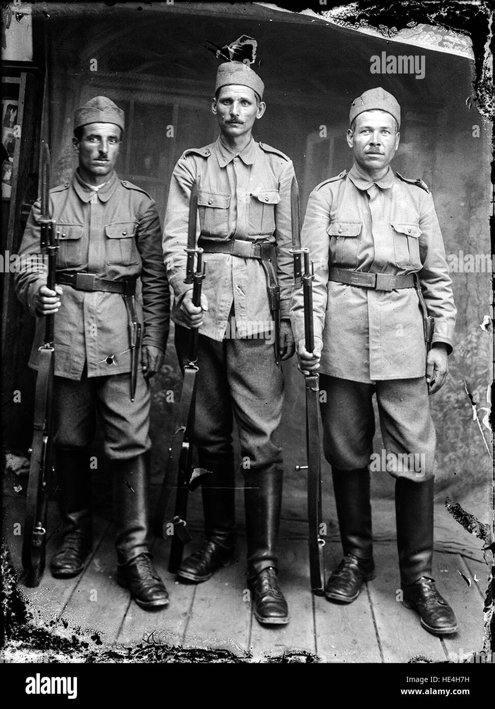 Three soldiers wwi trench Black and White Stock Photos & Images - Alamy