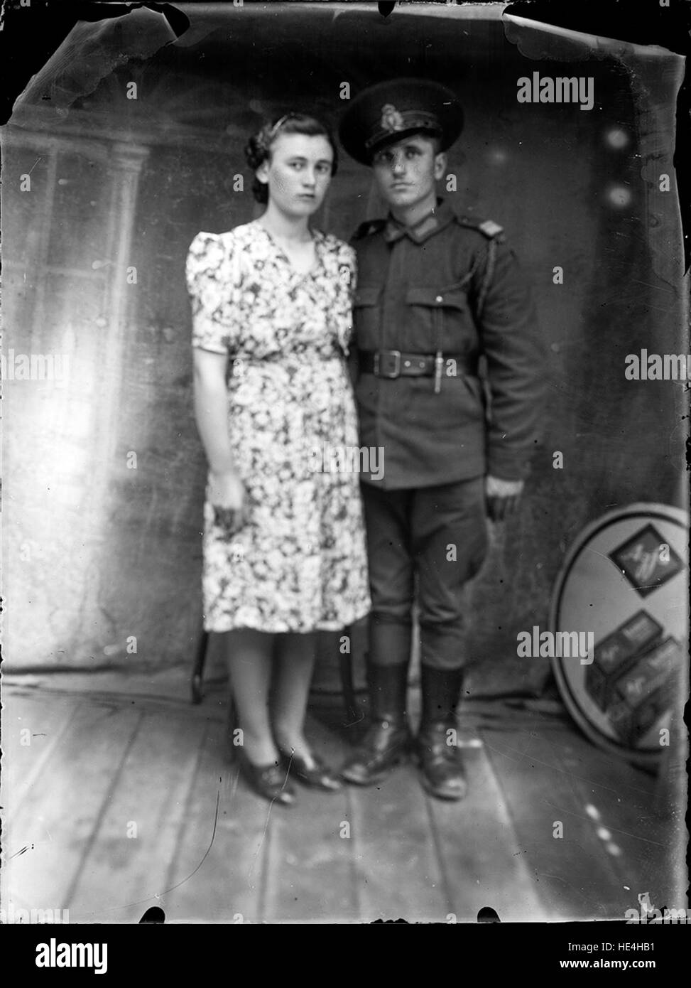 A Romanian couple from the early 20th century, captured on a glass ...