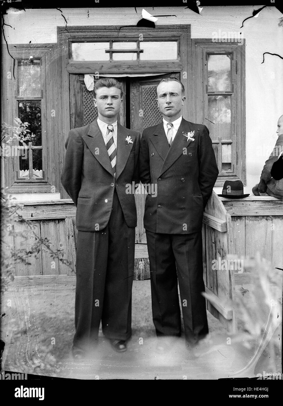 Two men in historical photograph, representing bygone history from ...