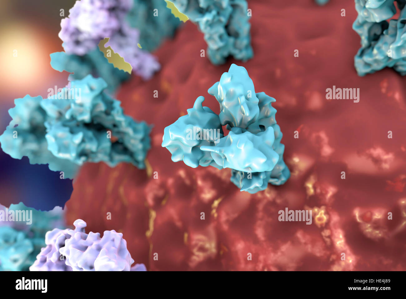 Bird flu virus. 3D illustration of a close-up of an avian influenza ...