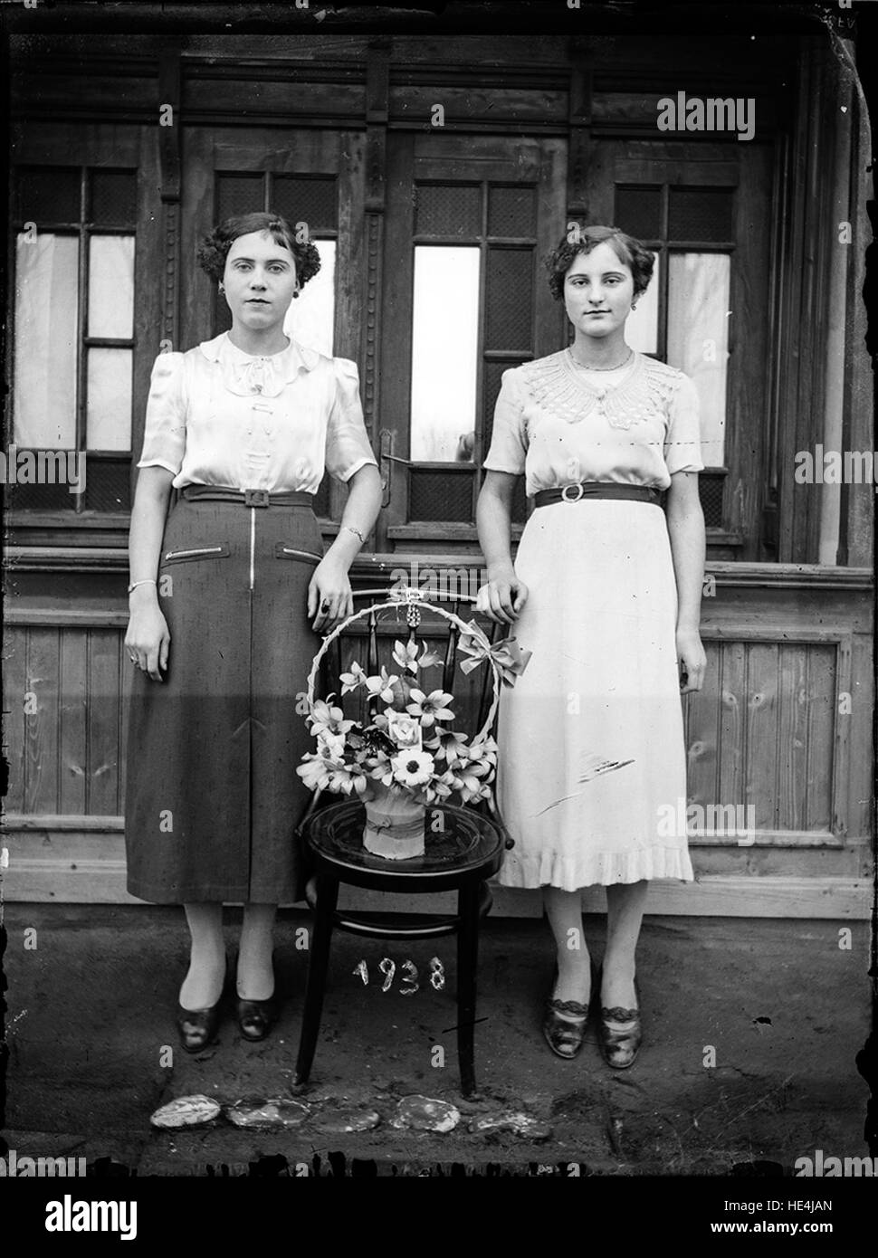 Two women, 1938, historical image, old, ancient past, Ialomita, Romania ...