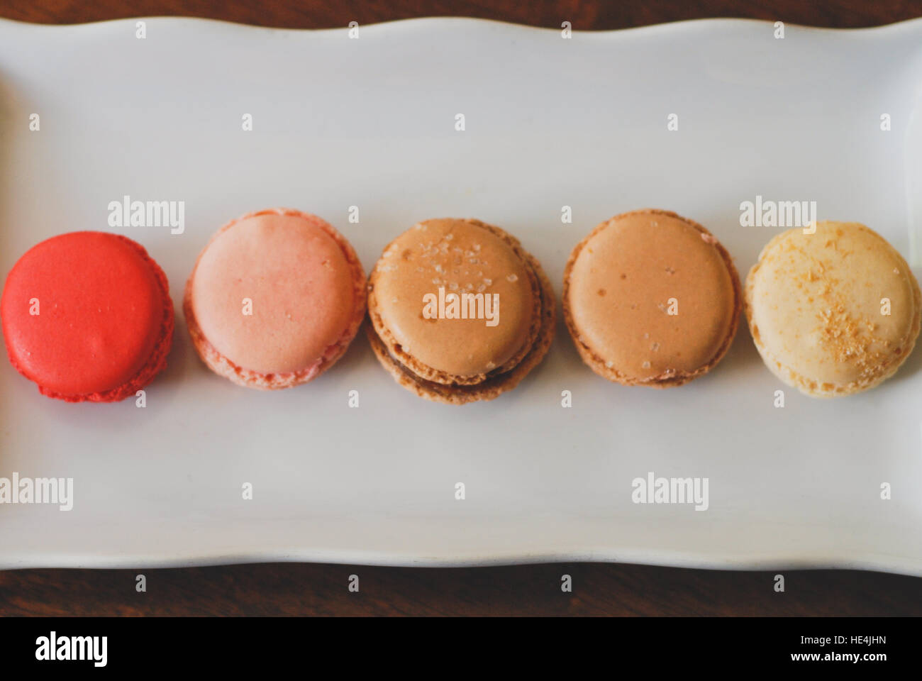 Five macaroons in a line Stock Photo - Alamy