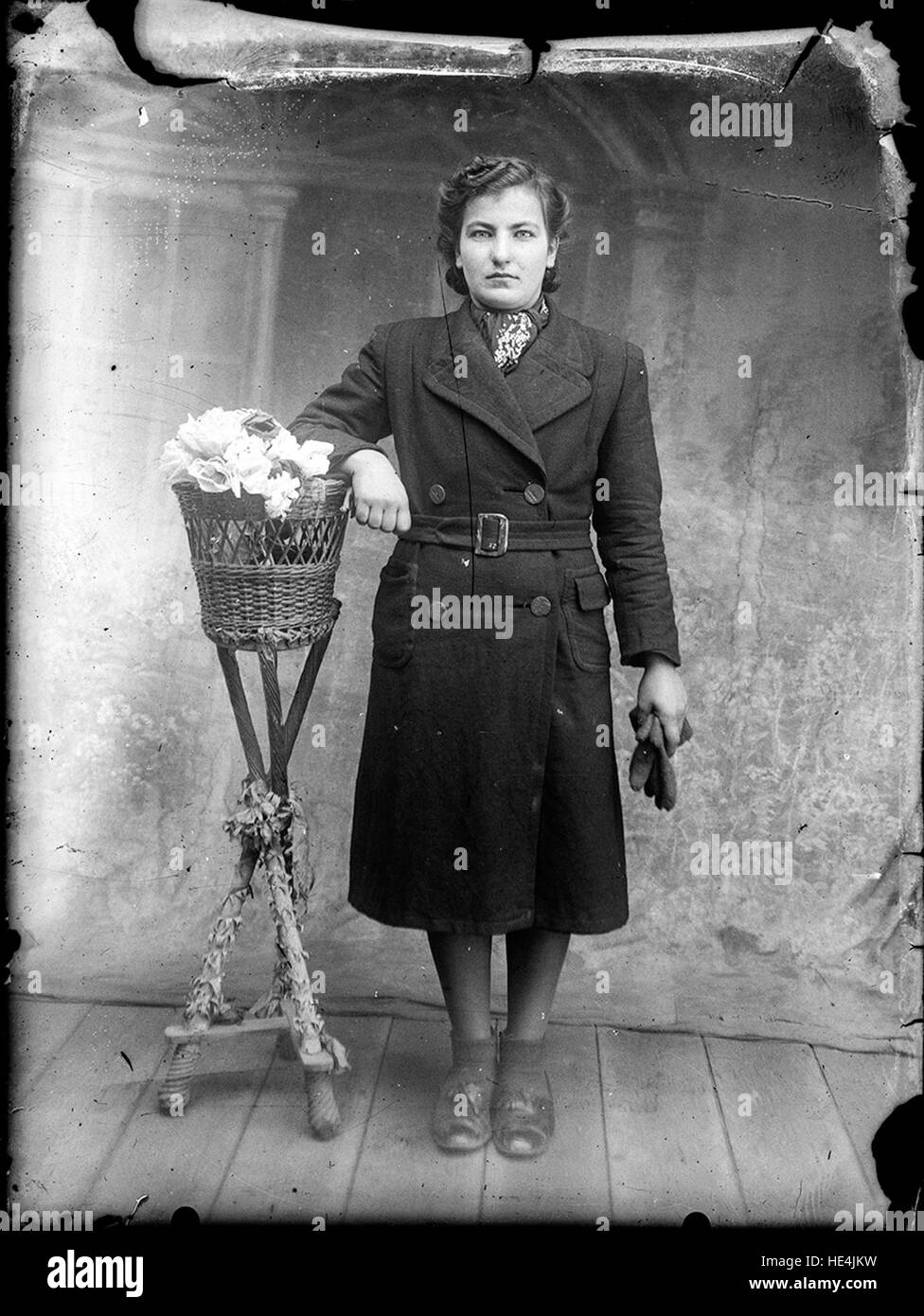 Portrait of a woman from Romania, Costică Acsinte archive, glass plate ...