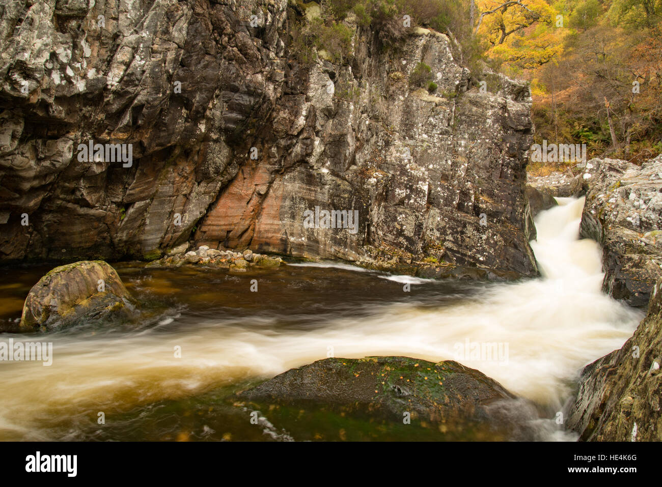 Waterfall and chasm at Badger Falls, Glen Affric, Scotland Stock Photo ...