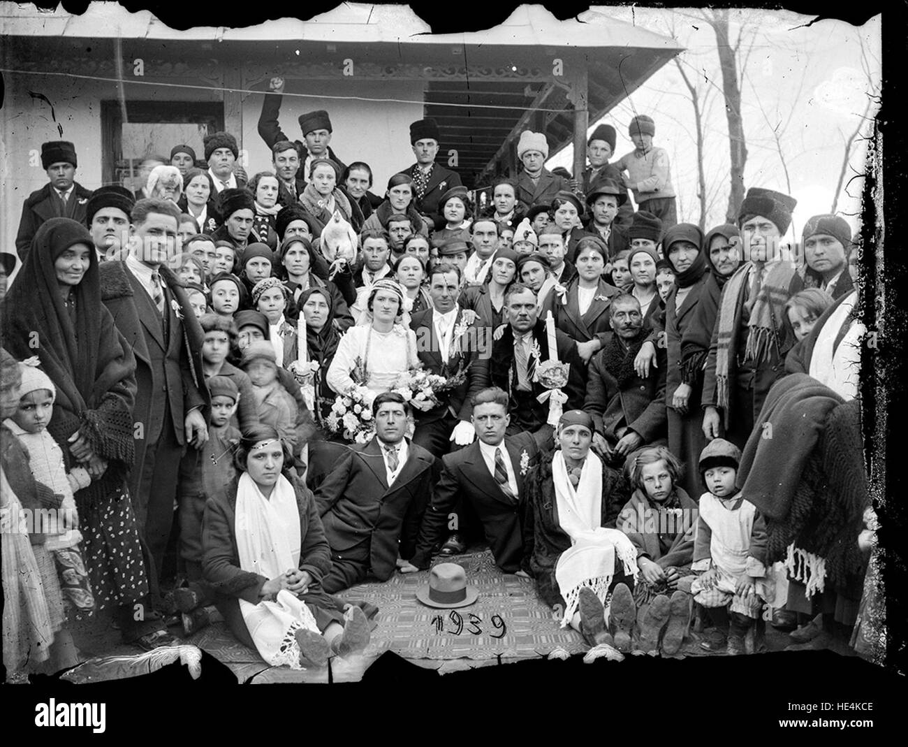 A photograph from 1939 of a Romanian couple, capturing a traditional ...