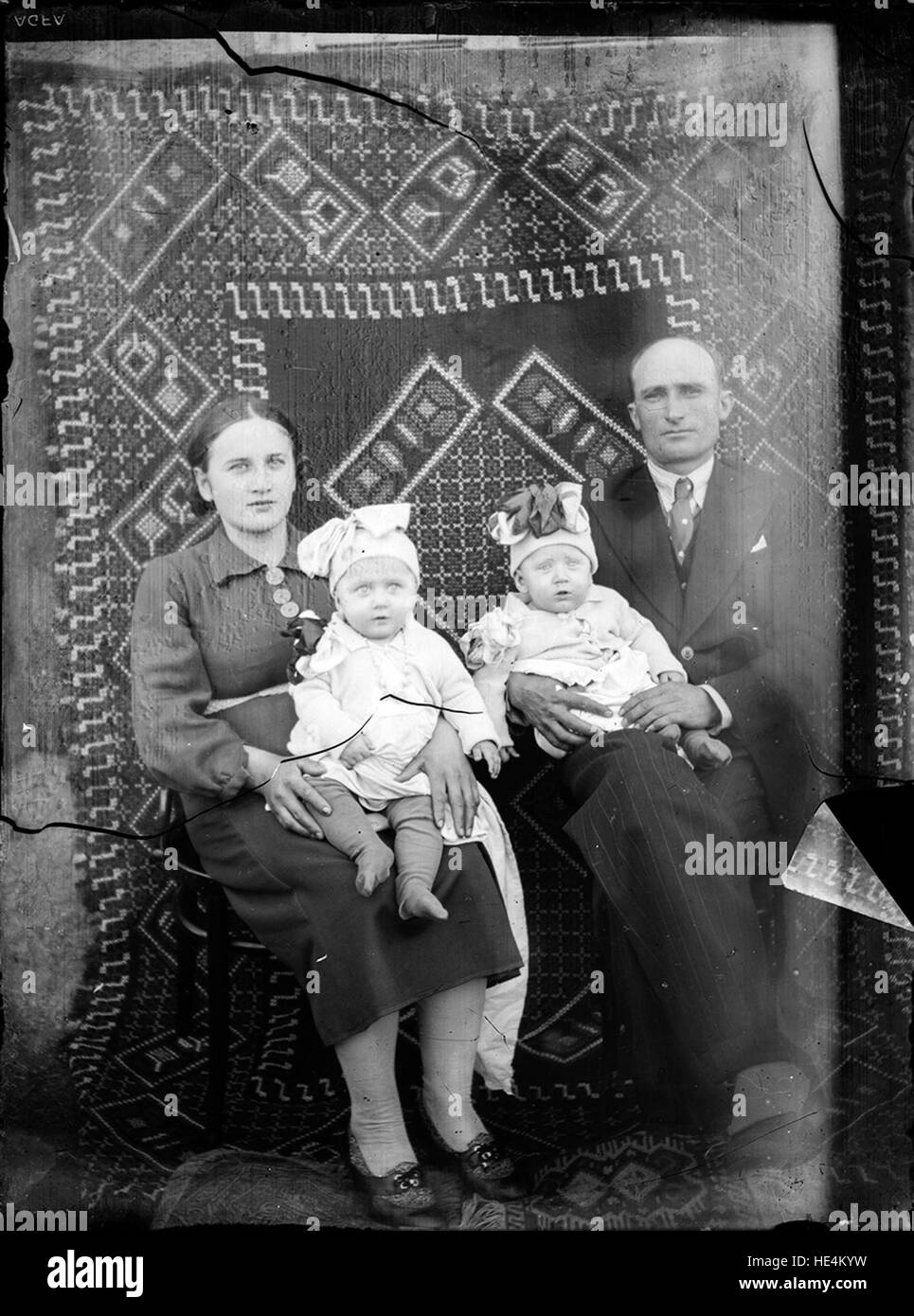 A family portrait from Ialomița, Romania, captured in the early 20th ...