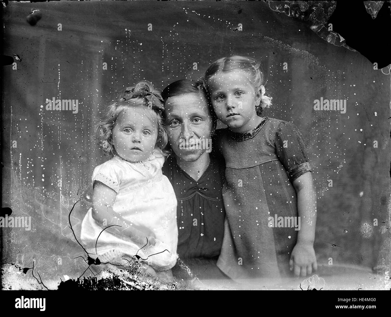 Mother with two children, historic, history, bygone image, old, ancient ...