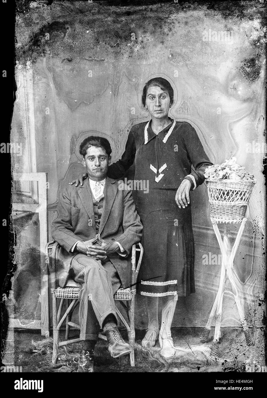 A photograph of a Romanian family, captured on a glass plate ...