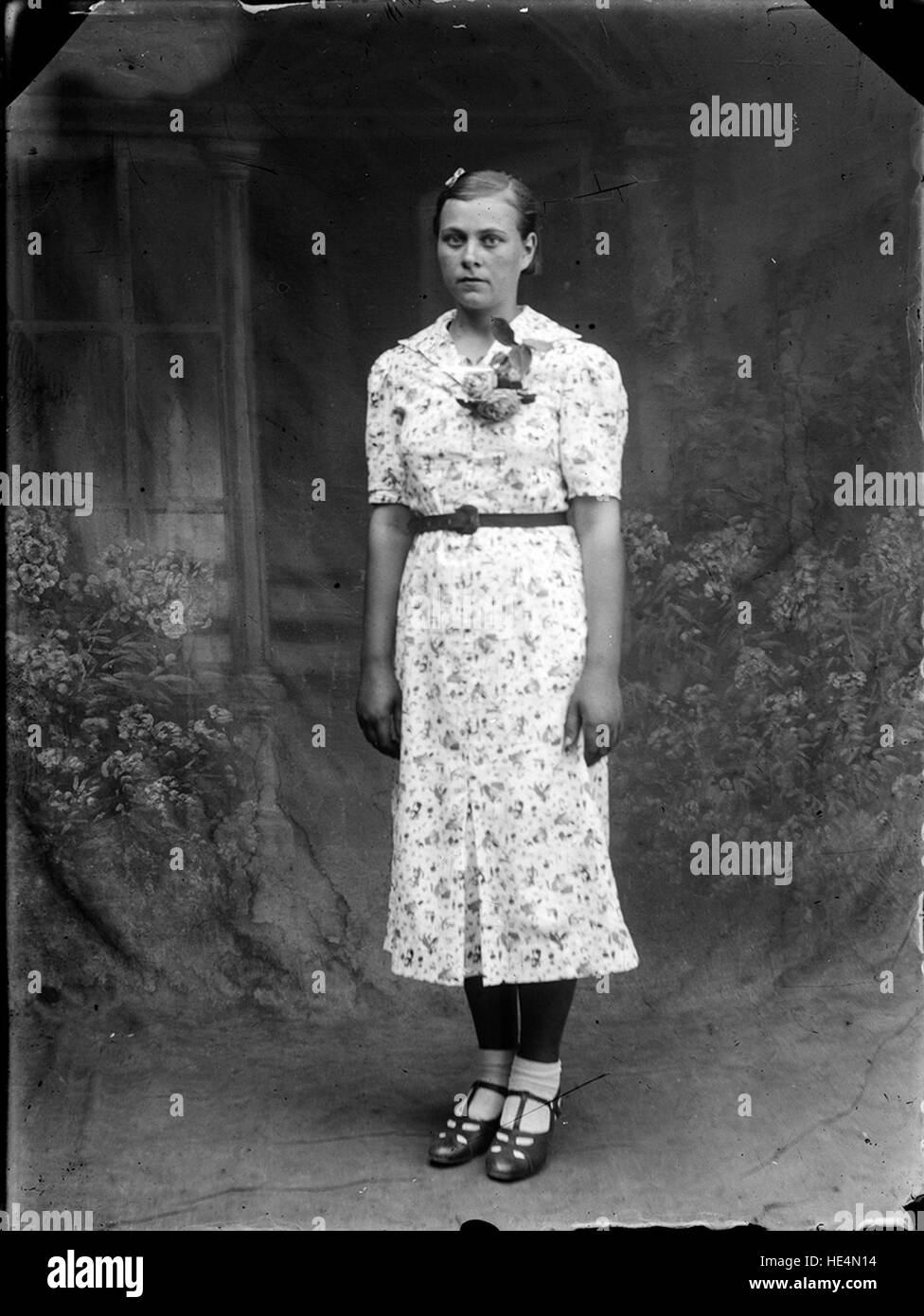 A portrait of a woman in Ialomița, Romania, captured and preserved on a ...