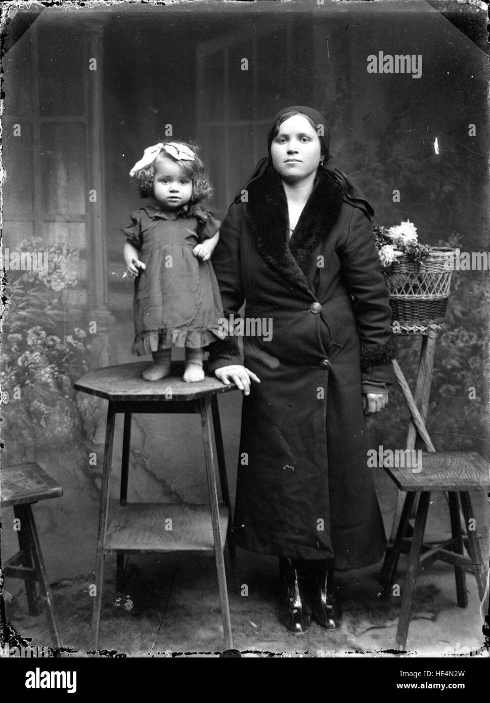 Historic Romanian mother and child, rural life, early 1900s, Costica ...