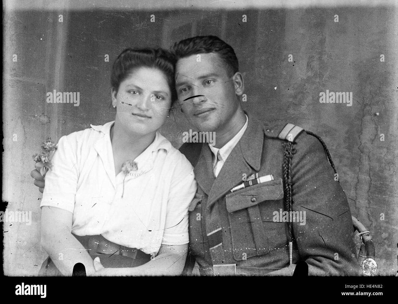 A portrait of a Romanian military officer from the 1940s, decorated ...