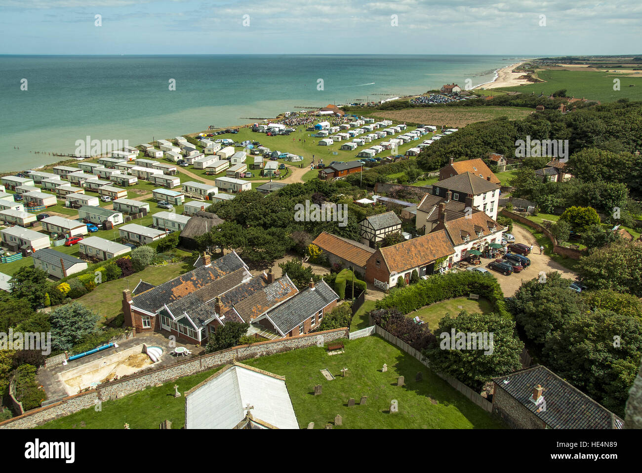 Happisburgh, coast showing a fete, camping and caravan parks and ...