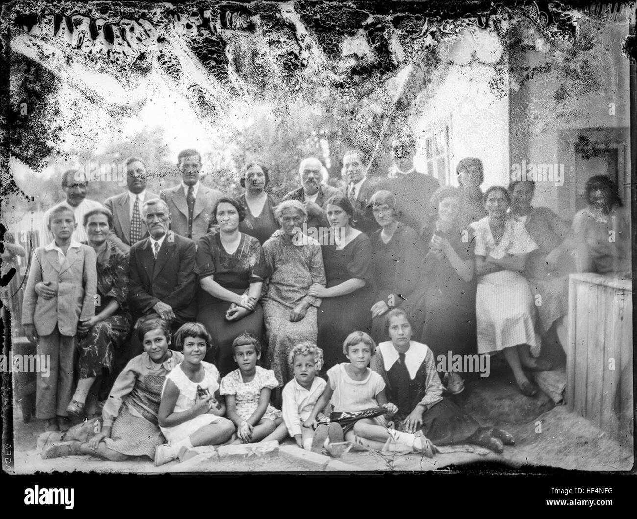 A group portrait of individuals from Ialomita, Romania, captured on ...