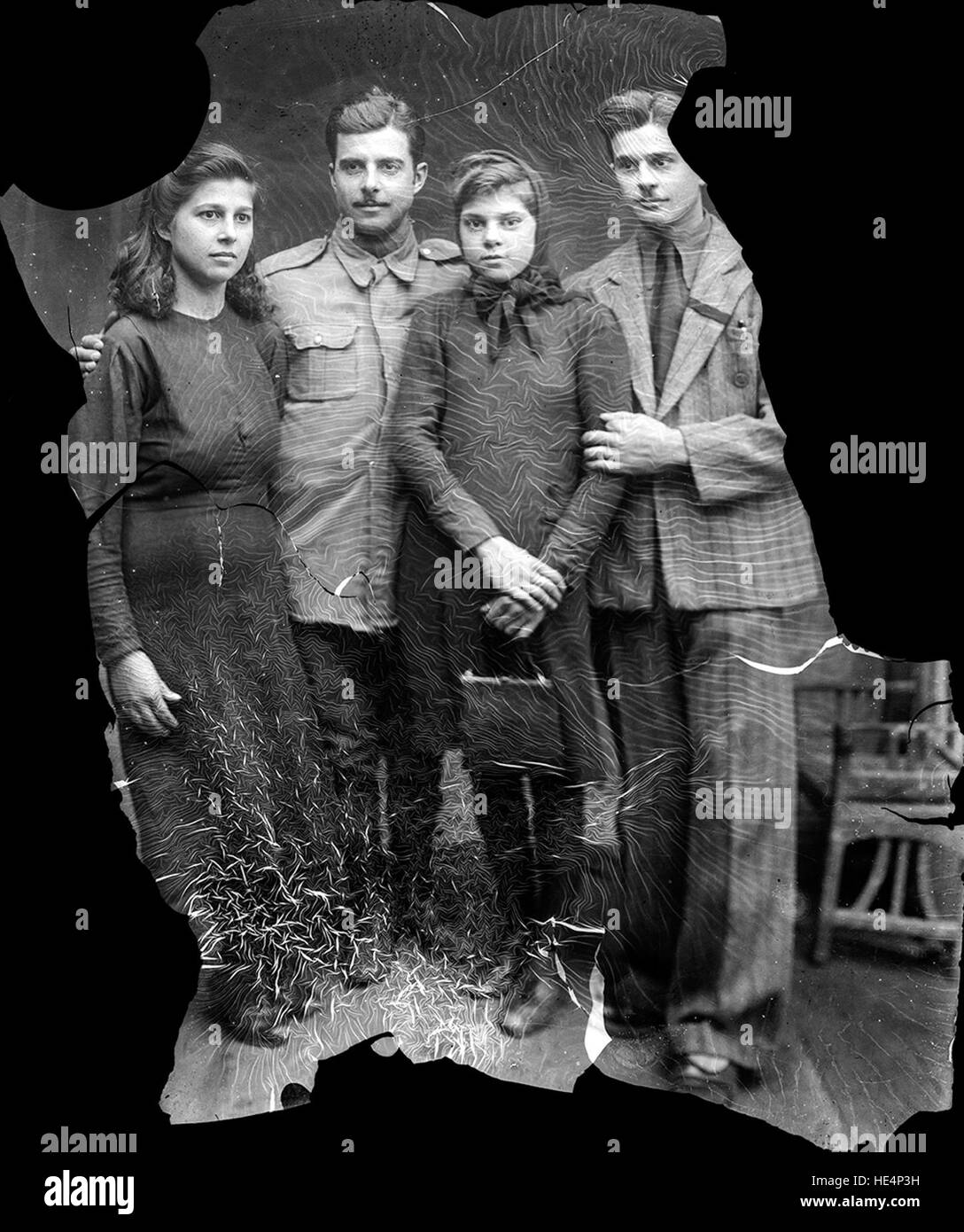 Portrait of two couples from Ialomita, Romania, captured as part of the ...