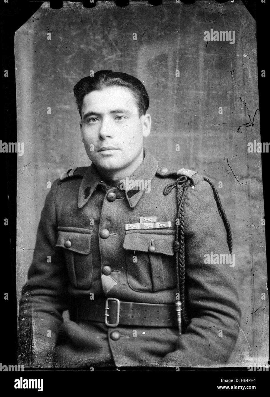 A photo taken during WWII showing a soldier wearing the M1935 troop ...