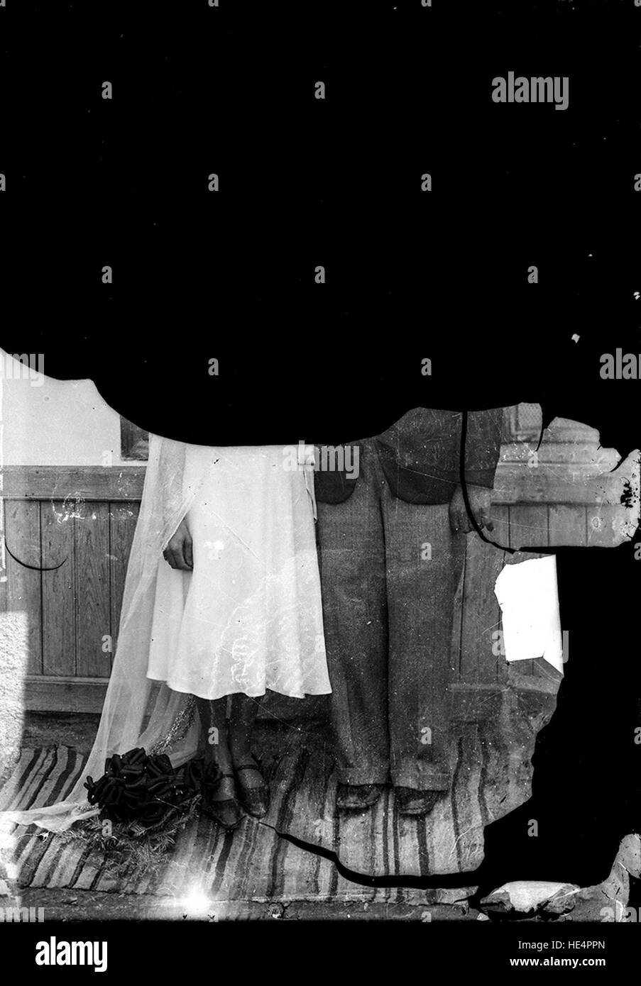 Two portraits captured in historical photograph, representing bygone ...