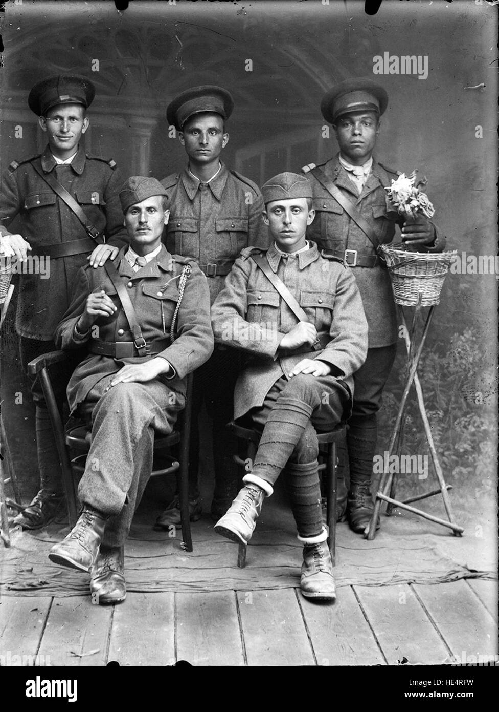 A historical image from Costică Acsinte showing five Romanian soldiers ...