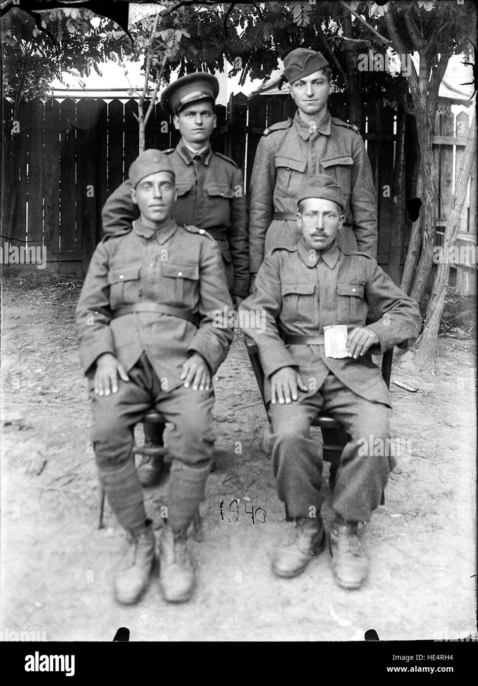 Four Soldiers and a Photograph, 1940, Romania Stock Photo - Alamy