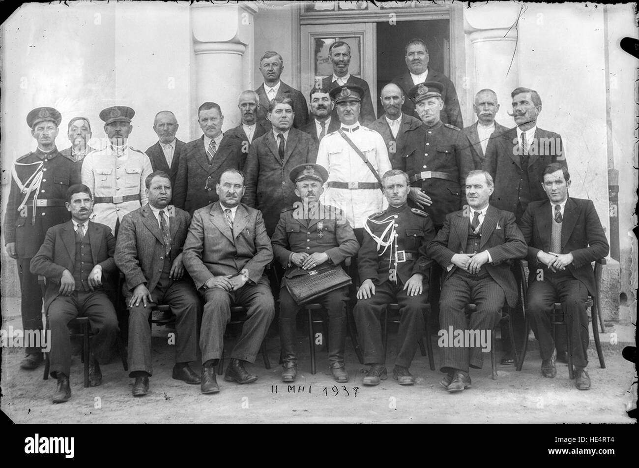 Group, 11 May 1937, historical image, Ialomita, Romania, glass plate ...