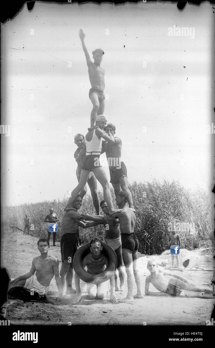 Historical image of a sports pyramid in Romania, captured by Costica ...