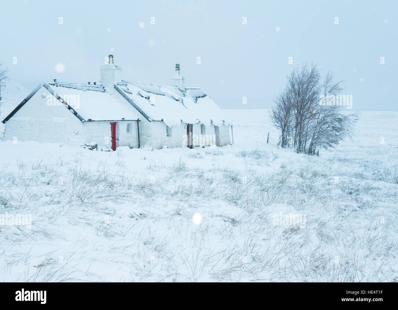 Traditional Scottish house by the west highland way footpath on Rannoch ...