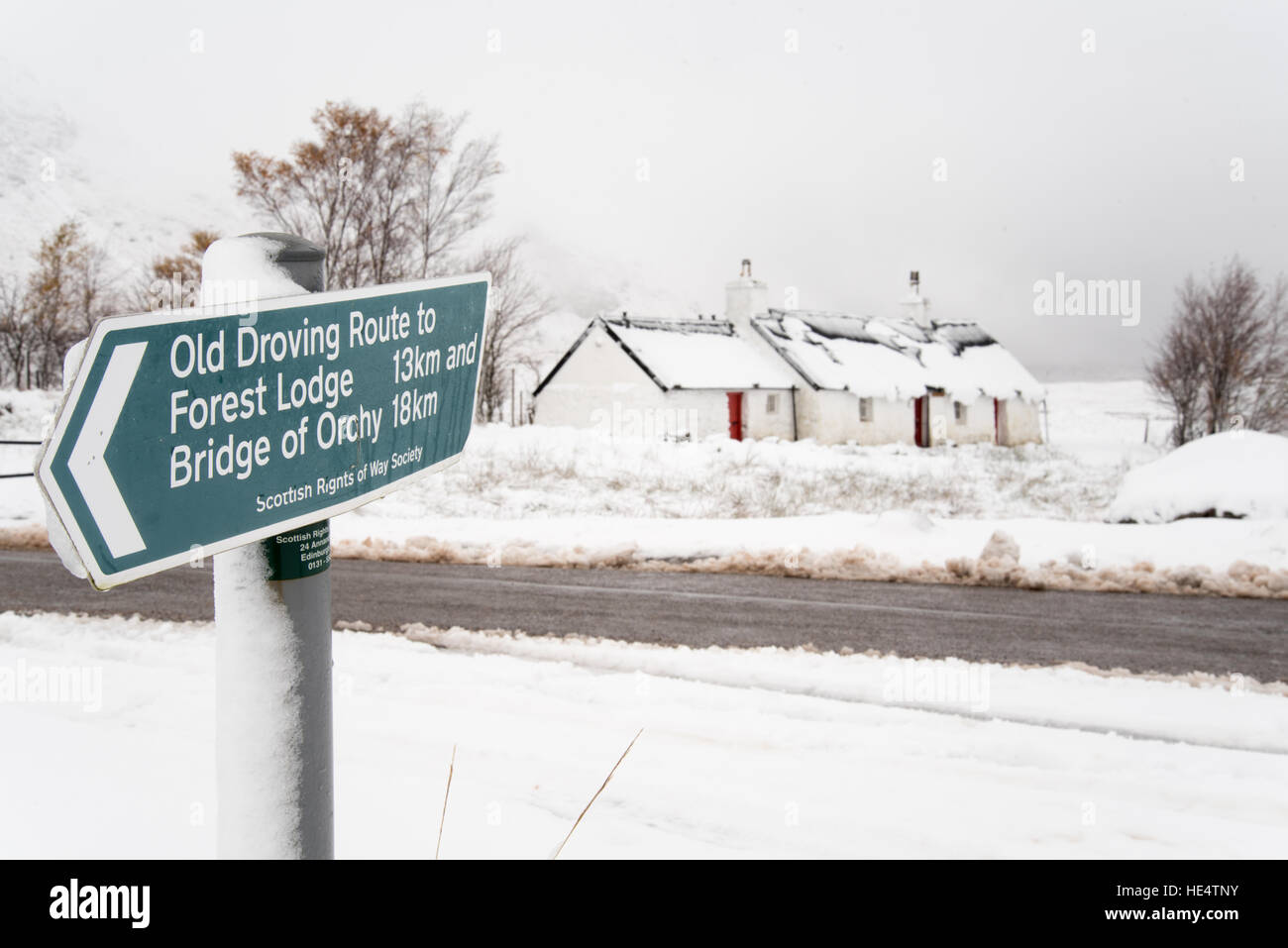Road sign by the west highland way long distance footpath, rannoch moor ...