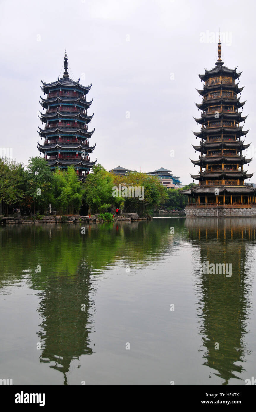 Guangxi guilin and sun and moon twin towers hi-res stock photography ...