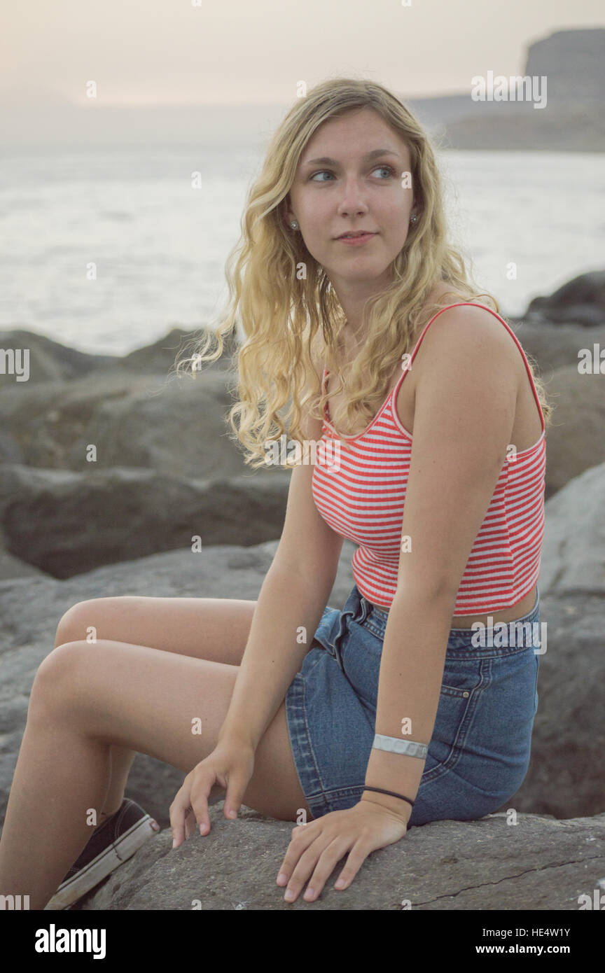 Female model at the beach hi-res stock photography and images - Alamy