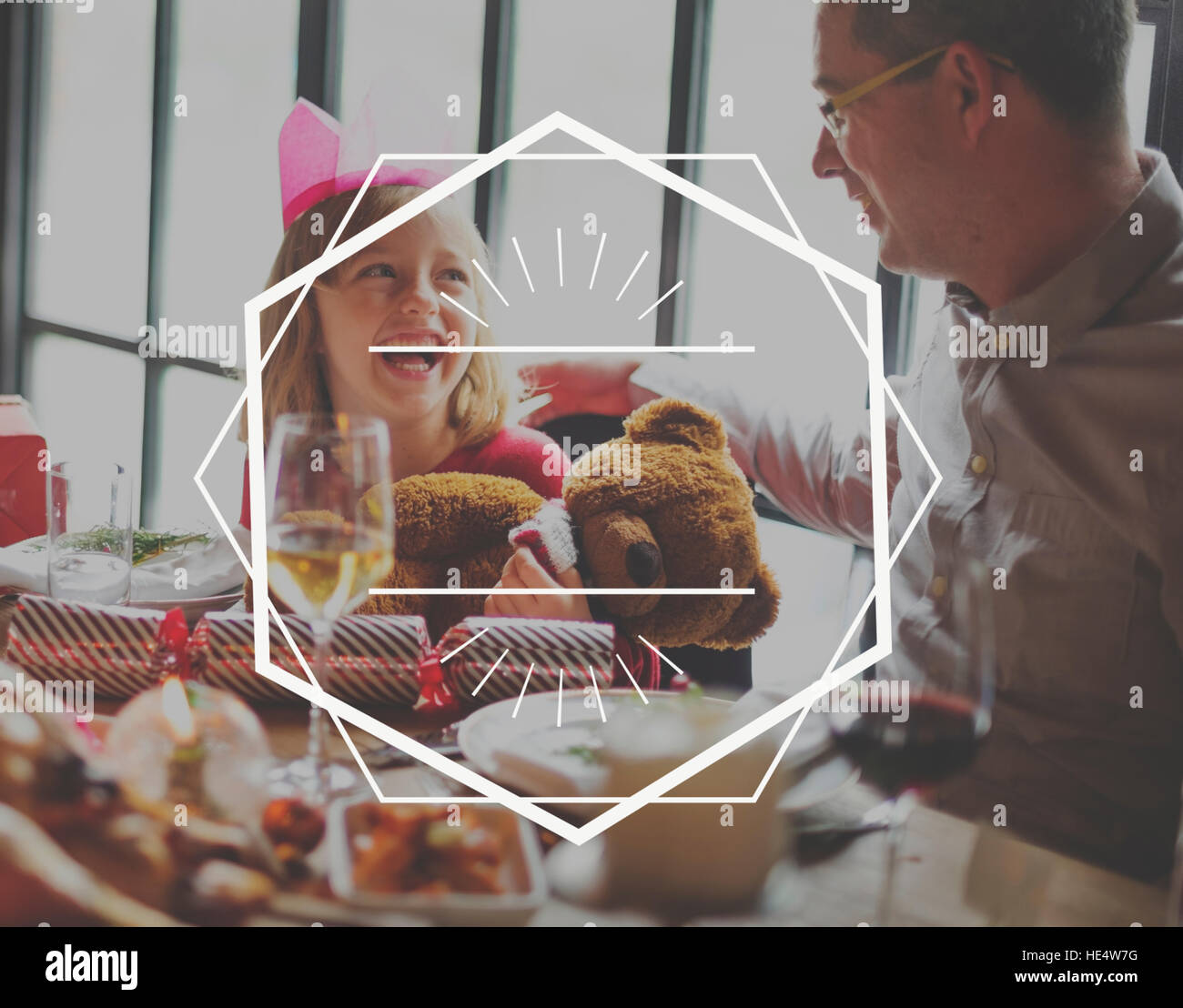 Cheerful Dinner Family Icon Border Stock Photo - Alamy