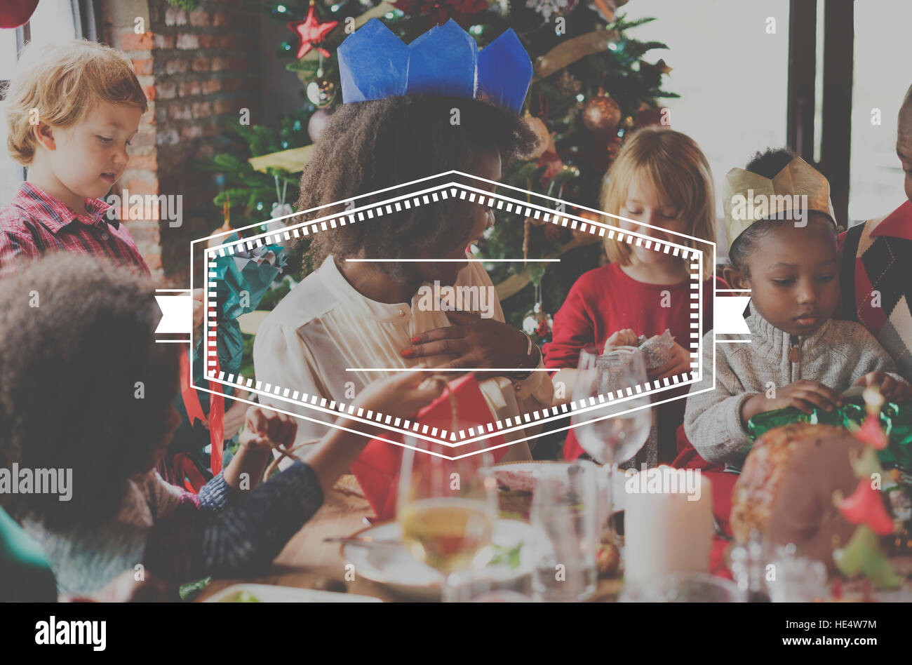 Cheerful Dinner Family Icon Border Stock Photo - Alamy