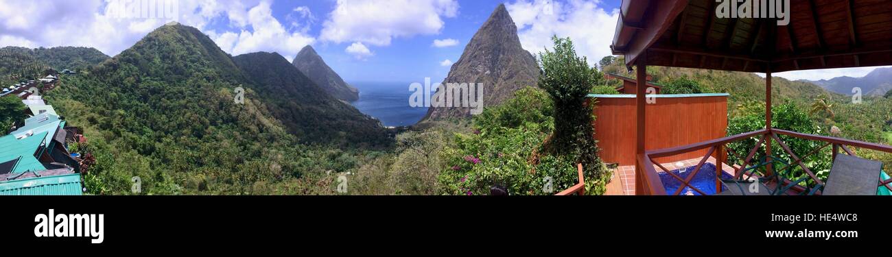 A panoramic view of Saint Lucia and its beautiful landscape Stock Photo ...