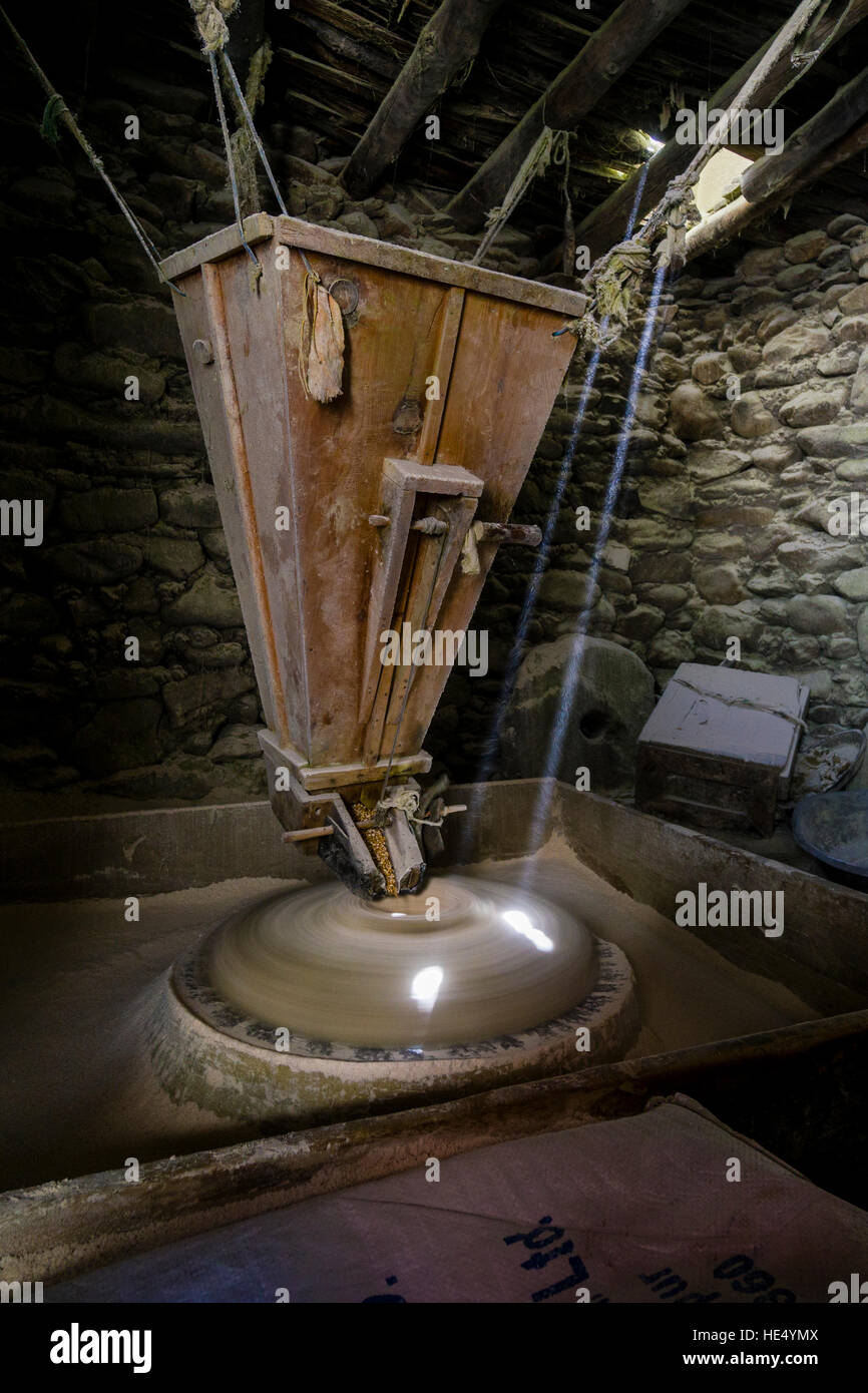 A traditional mill, powered by water power, is milling grains Stock ...