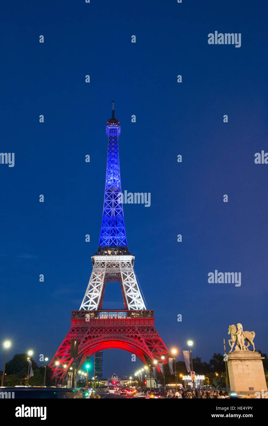 Eiffel tower night flag color hi-res stock photography and images - Alamy