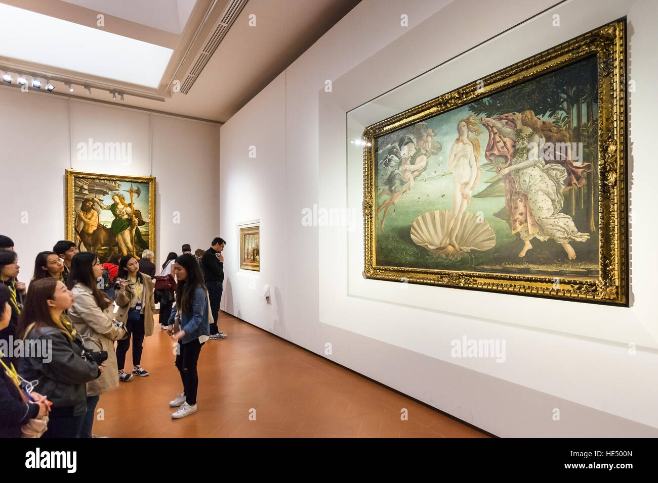 FLORENCE, ITALY - NOVEMBER 5, 2016: tourists in Botticelli room of ...