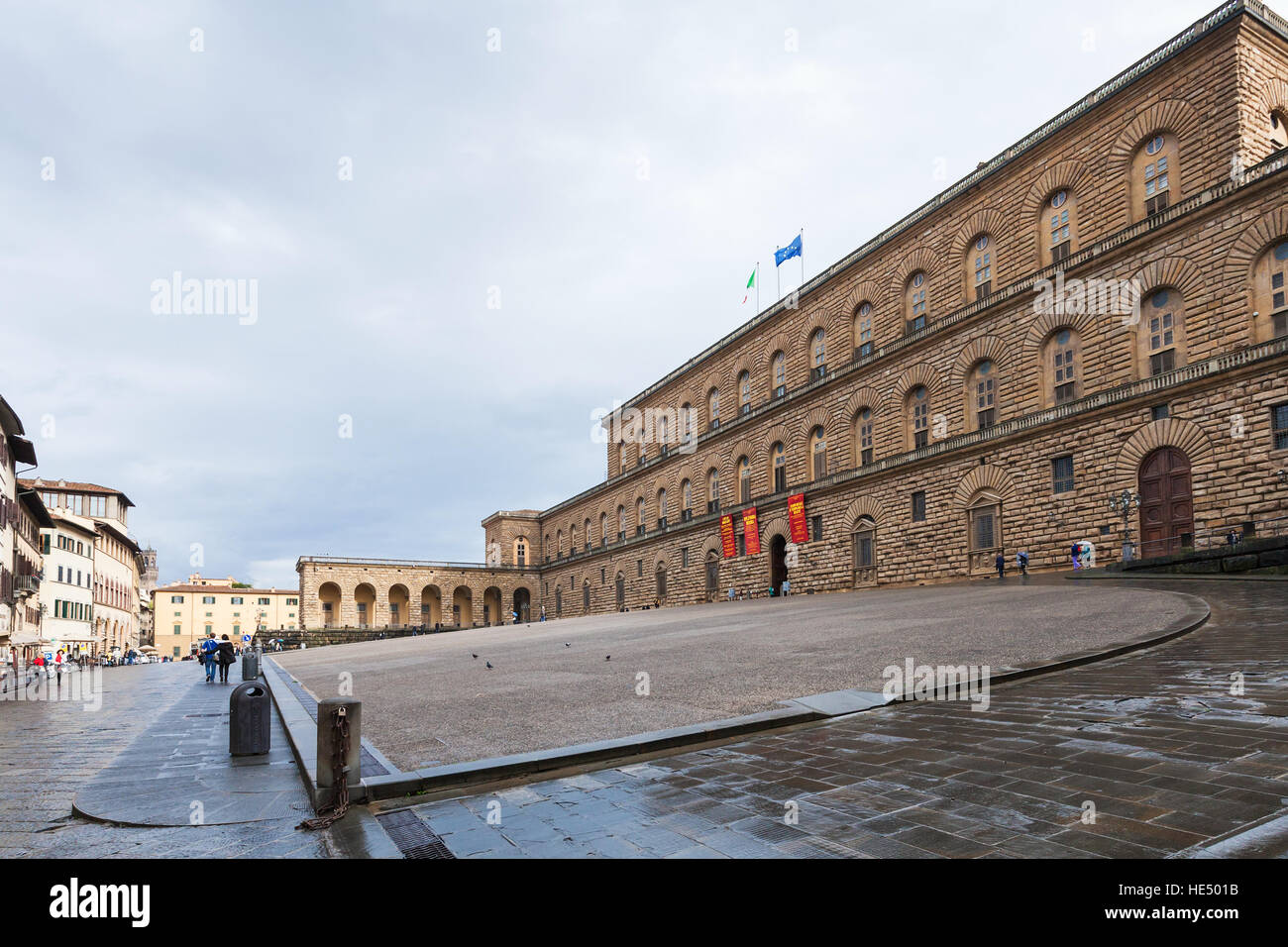FLORENCE, ITALY - NOVEMBER 5, 2016: square Piazza Pitti with Palazzo ...