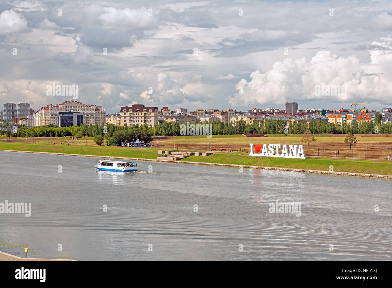 Ishim river, downtown of Astana city, Kazakhstan Stock Photo - Alamy