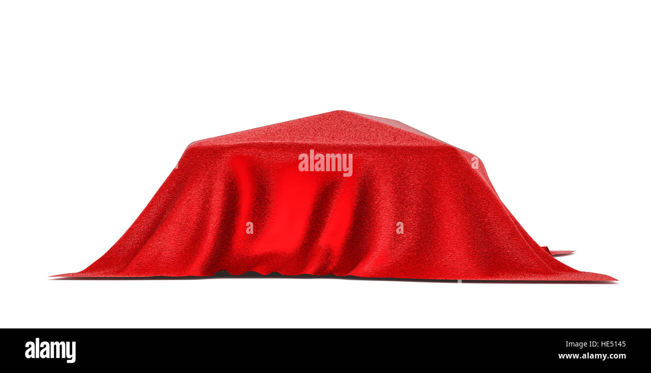 Car covered with red velvet. Isolated Stock Photo - Alamy