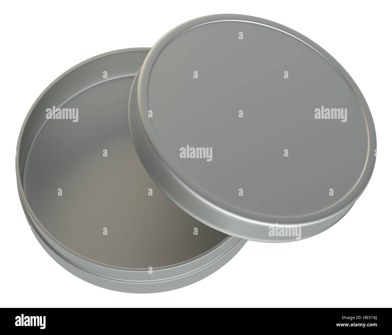Metal round box on white background Stock Photo - Alamy
