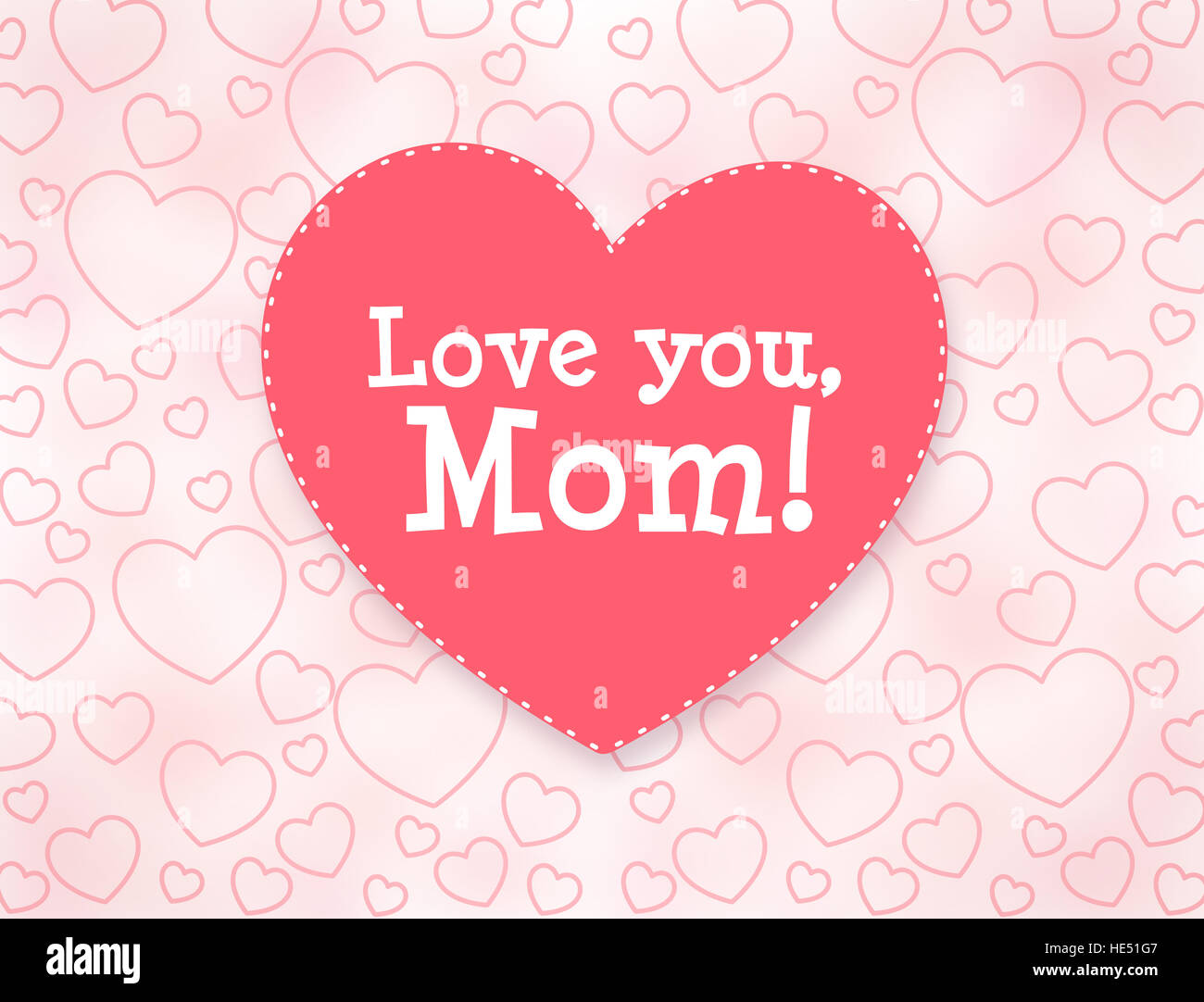 Love you, Mom. Mother's day greeting card with hearts Stock Photo - Alamy