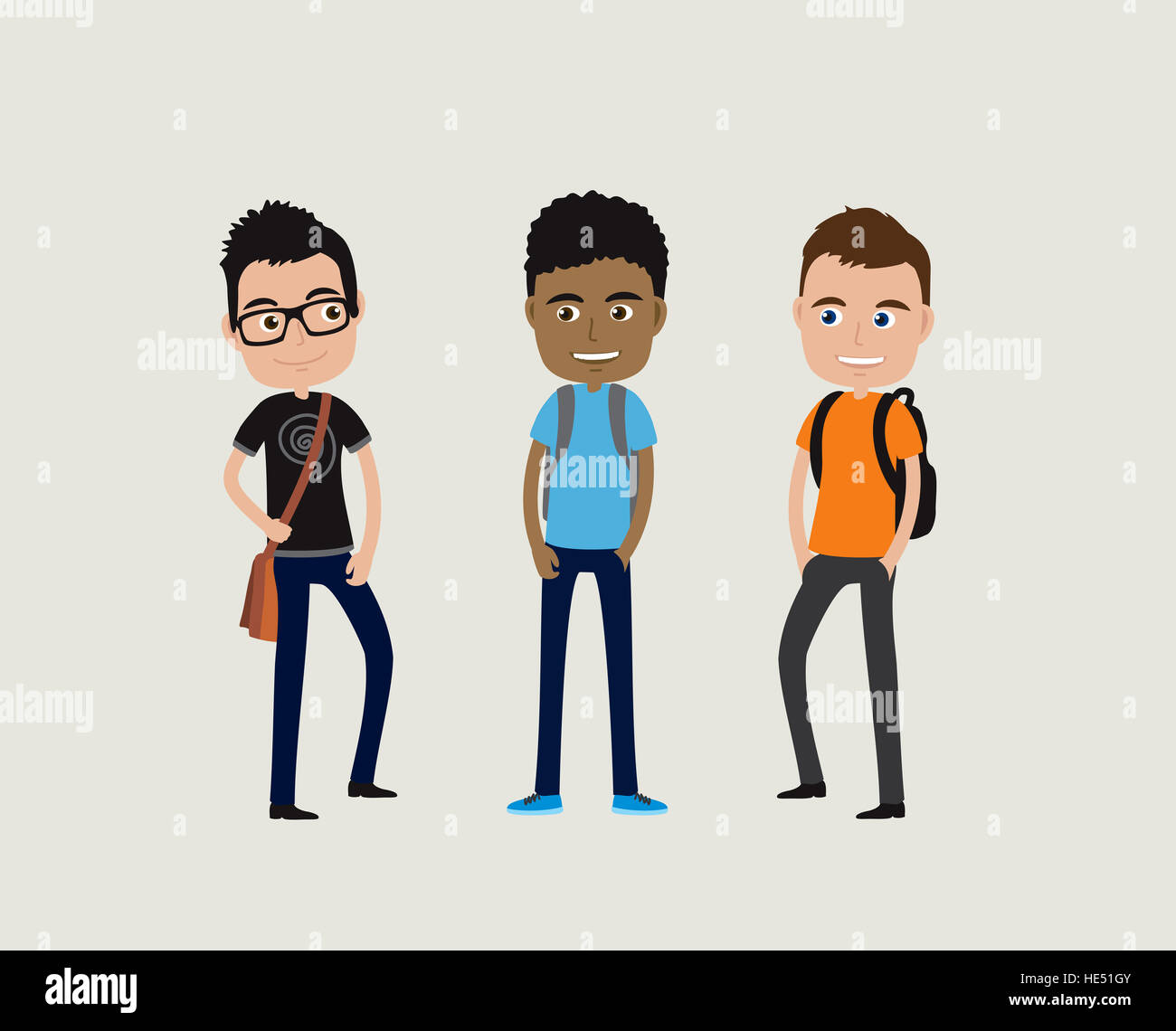 Cartoon illustration teenagers group hi-res stock photography and ...
