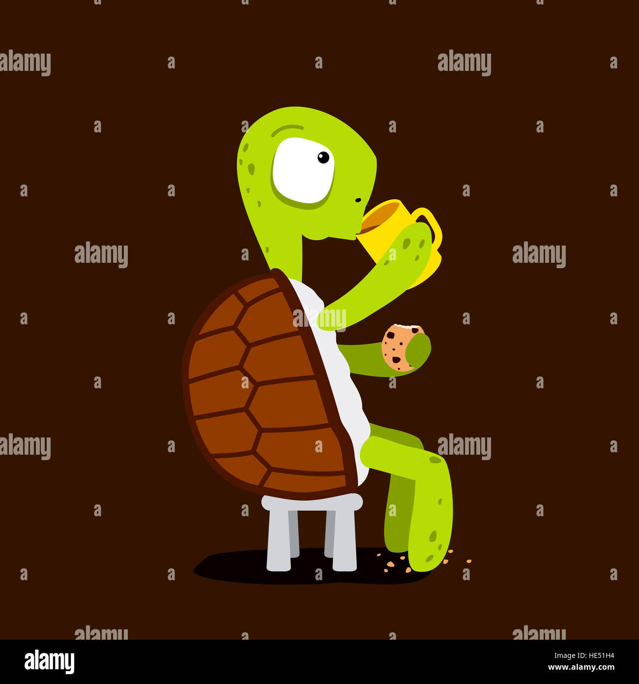 Cute cartoon turtle or tortoise drinking tea with cookies Stock Photo ...