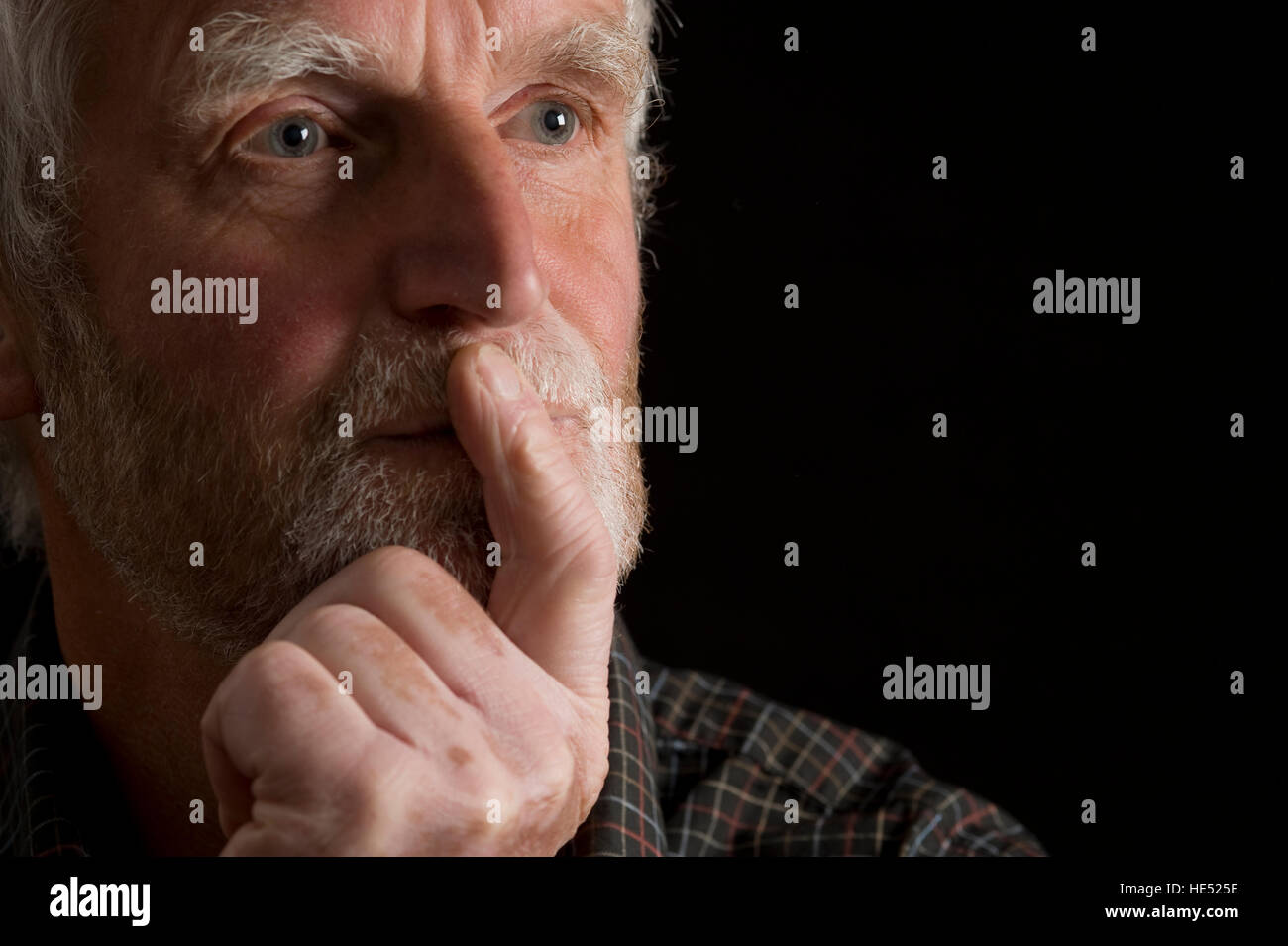Senior citizen, man, 60 +, portrait, contemplative, melancholic ...