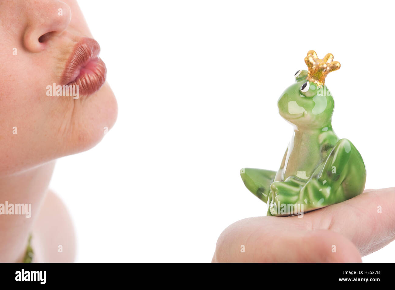 Young woman kissing Frog Prince Stock Photo - Alamy
