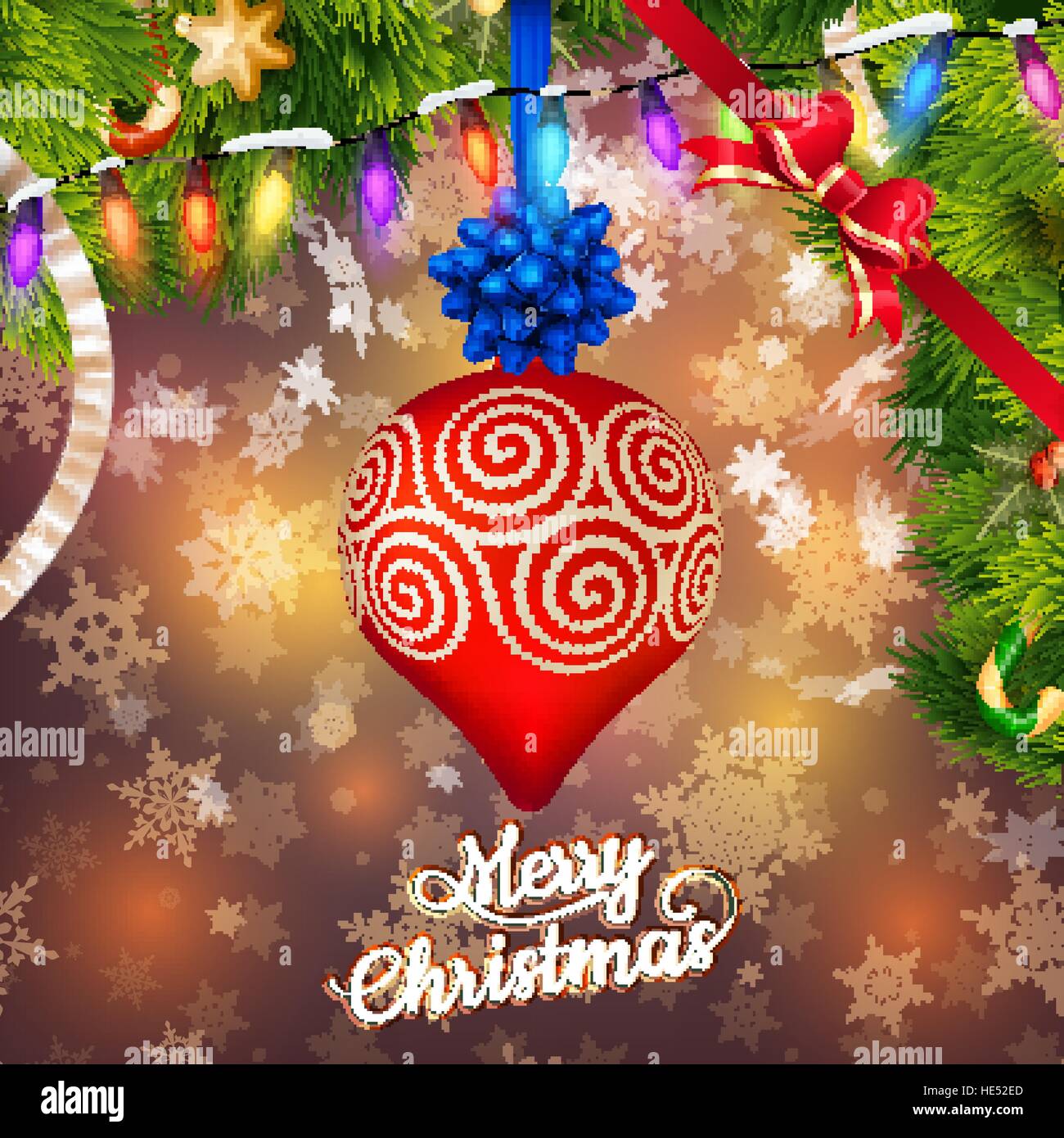 Red background silver garland Stock Vector Images - Alamy