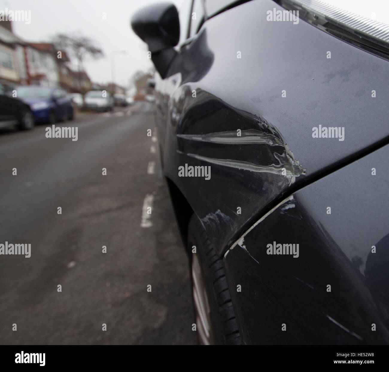 damaged ford fiesta after road traffic accident Stock Photo - Alamy