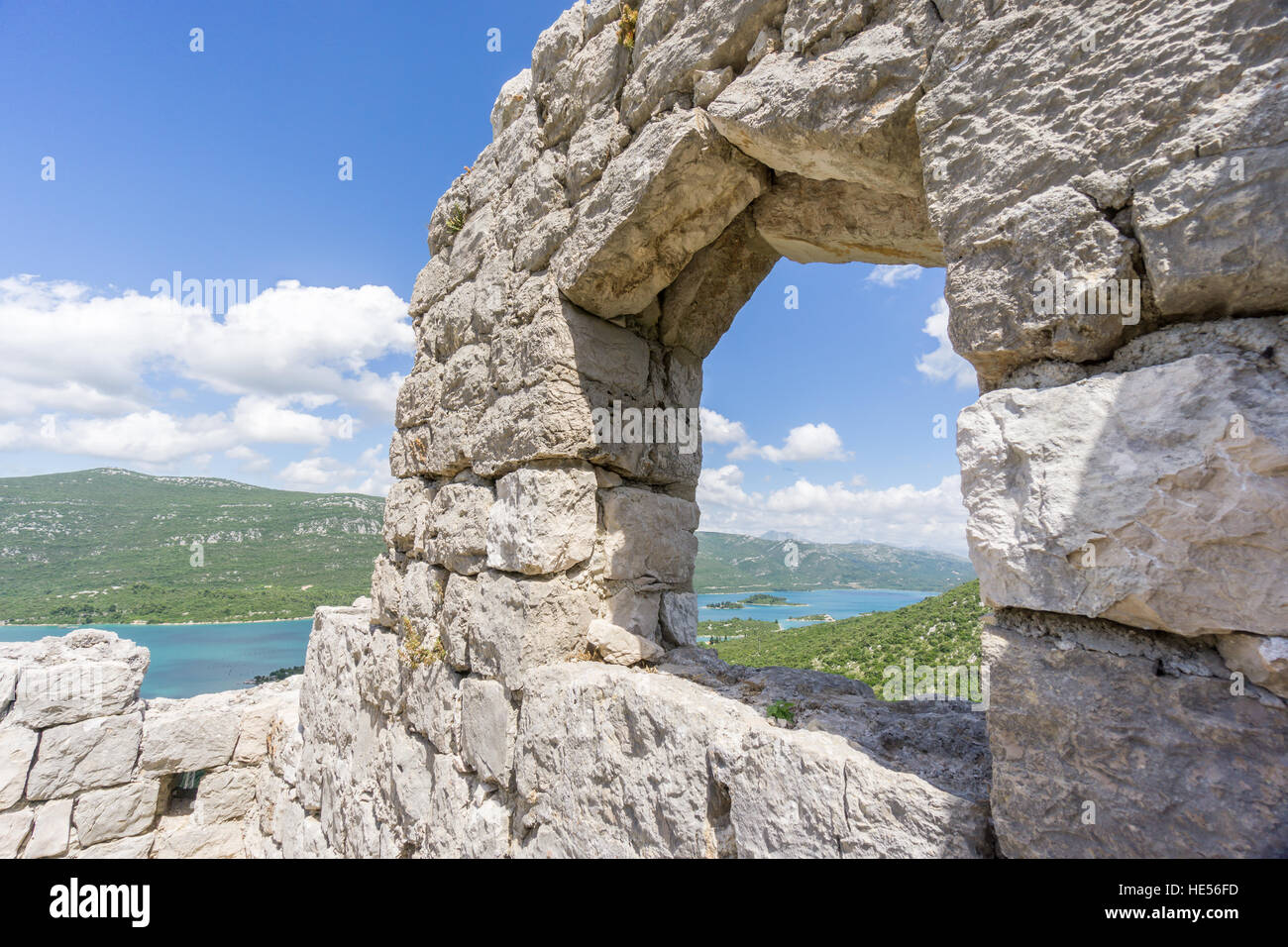 The view from a window in the Walls of Ston, the wall between Ston and ...